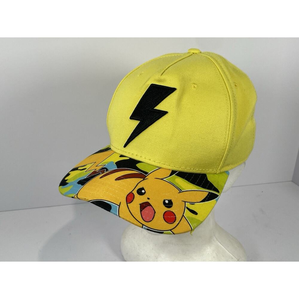 Pokemon Pikachu Snapback Hat Black & Yellow Embroider… - Gem
